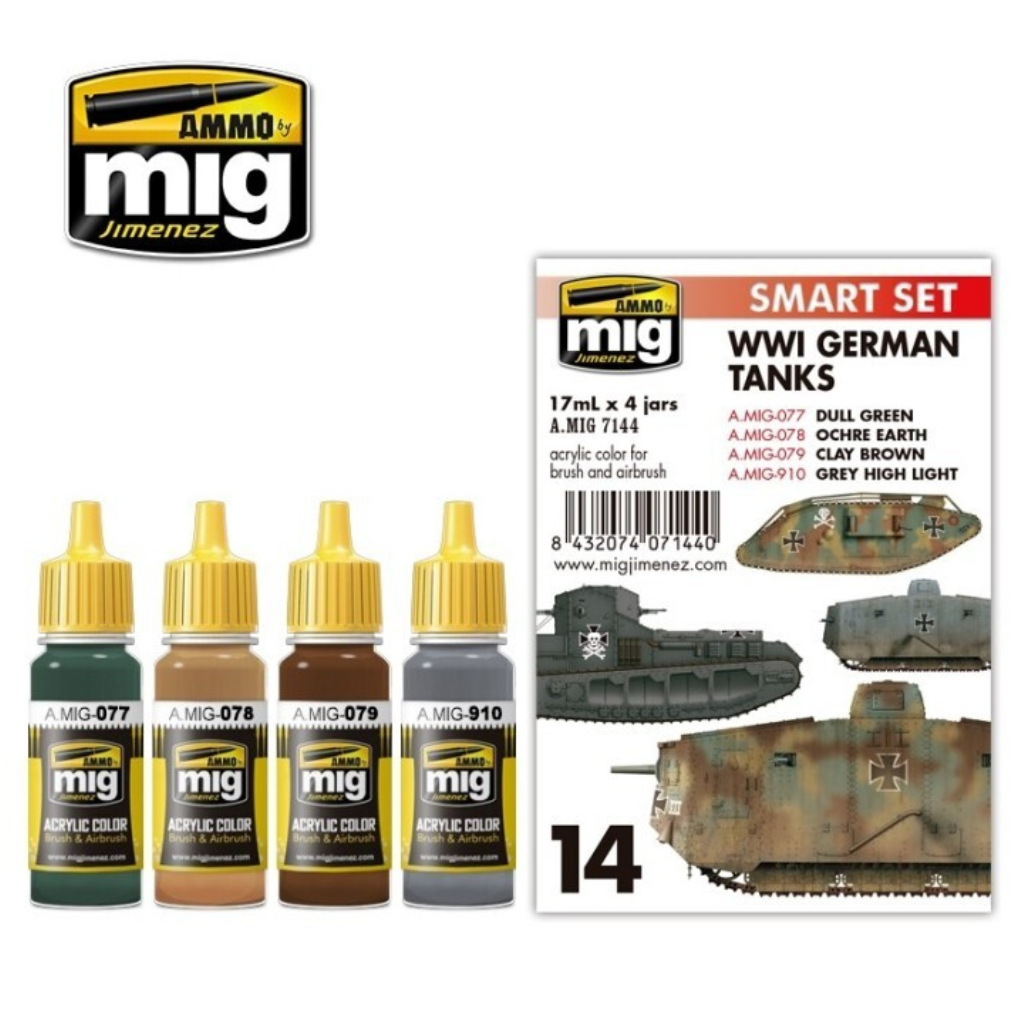 AMMO by MIG 7144 WWI German Tanks Acrylic Paint Set – 4 Accurate Armor ...