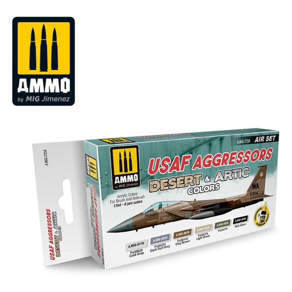 AMMO by MIG 7234 USAF Desert & Arctic Aggressor Colors Paint Set – 6 ...