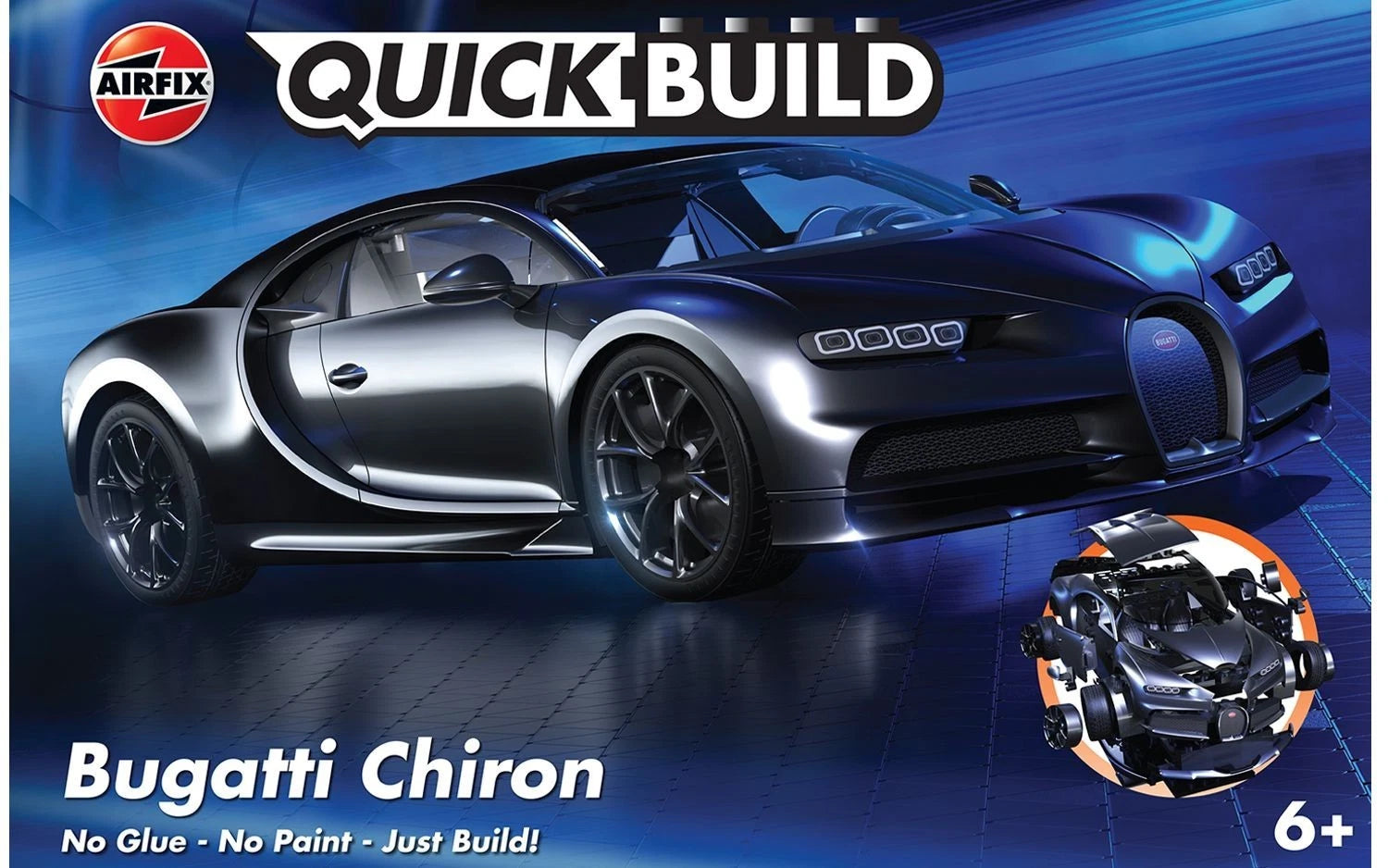 Airfix QUICK BUILD Black Bugatti Chiron Snap Plastic Model Car Kit J60 ...